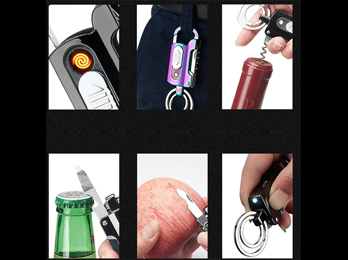 فندک شارژی و جاکلیدی چندکاره Multi-function keychain rechargeable ...