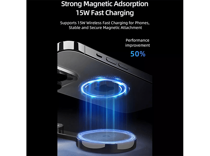 شارژر وایرلس فست چهارکاره 15 وات راک Rock Space W52 4-in-1 Foldable ...