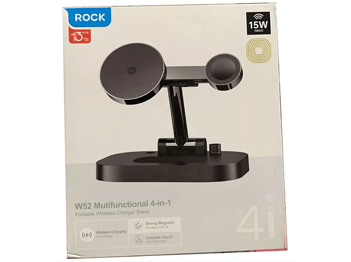 شارژر وایرلس فست چهارکاره 15 وات راک Rock Space W52 4-in-1 Foldable ...